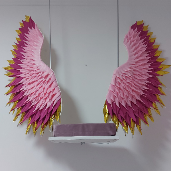 Large angel wings fuchsia and gold with Hanging swing Pregna - Inspire ...