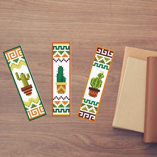 Cactus Bookmarks Cross Stitch Pattern | Inspire Uplift