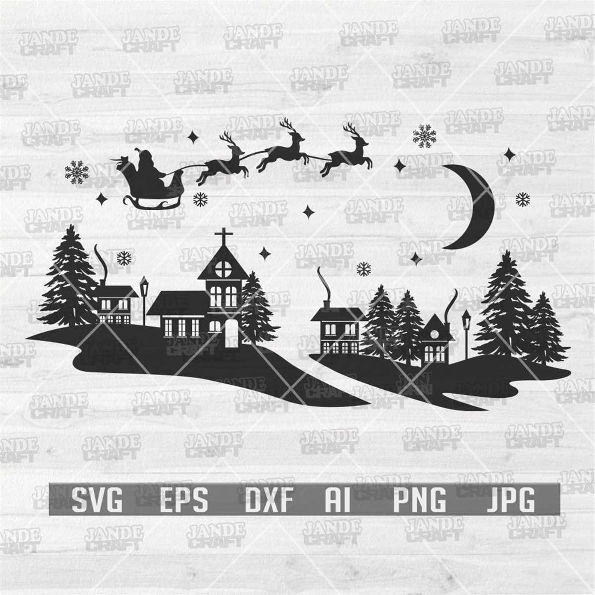Christmas Scene svg | Christmas Cutfile | Christmas Village - Inspire ...