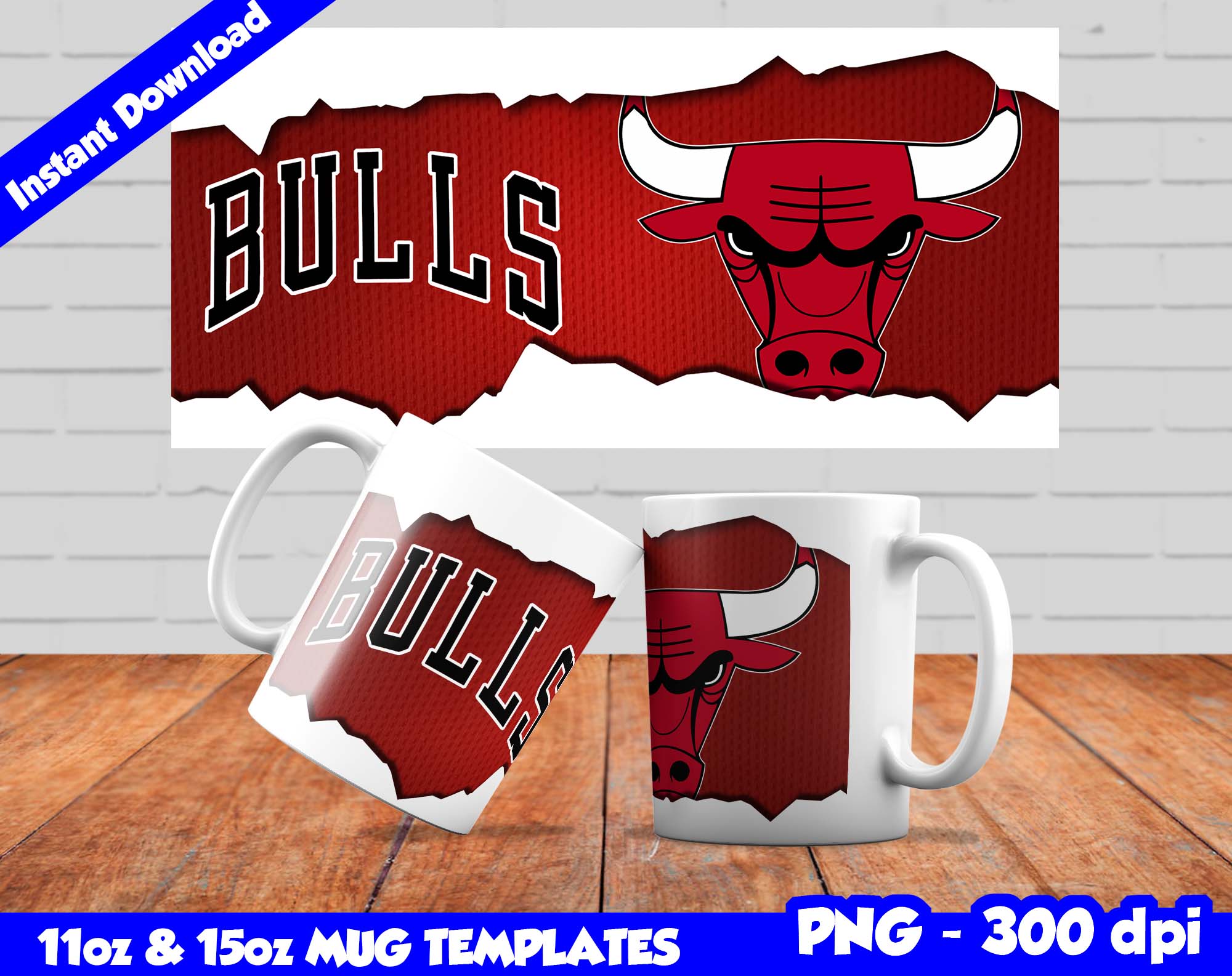 Bulls Mug Design Png, Sublimate Mug Template, Bulls Mug Svg - Inspire ...
