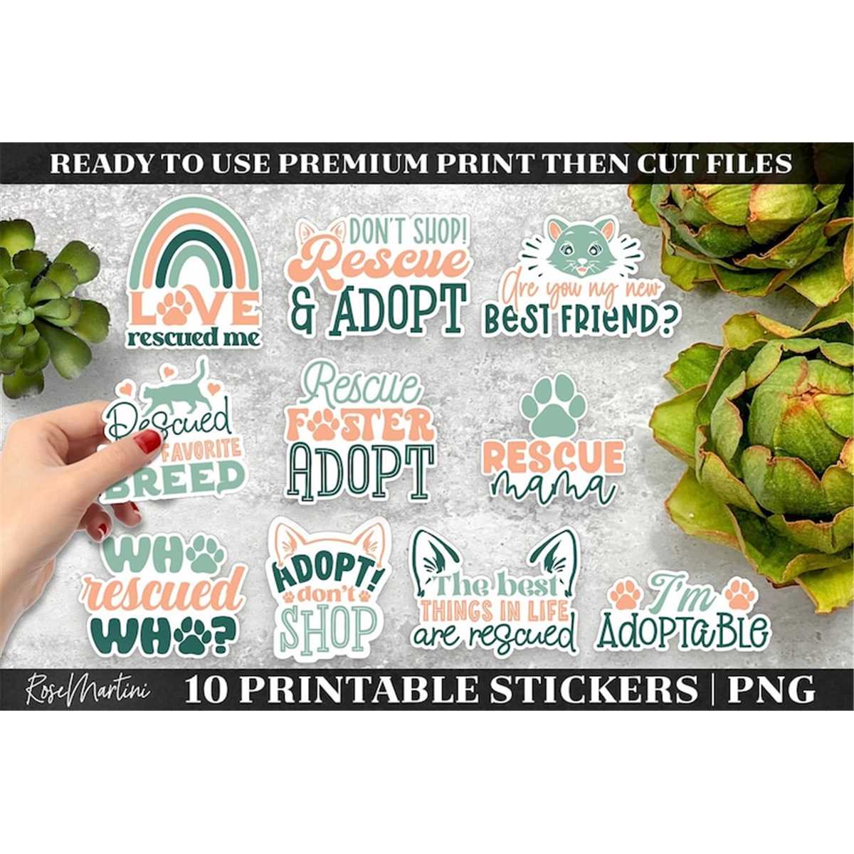 Pet Adoption Stickers | 10 Printable Stickers PNG files | Pe | Inspire ...