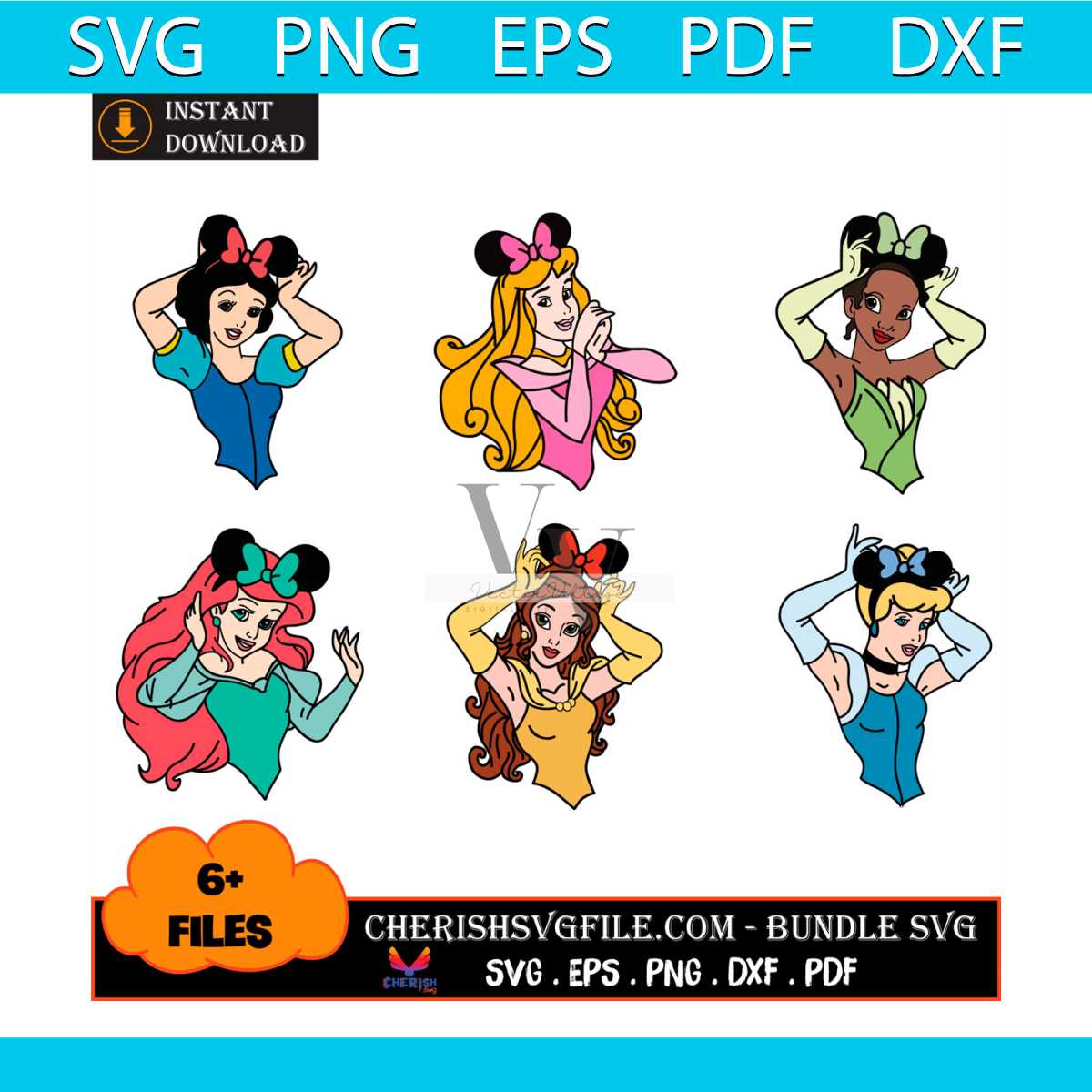 6 Files Of Disney Princess Bundle Svg, Disney Svg | Inspire Uplift