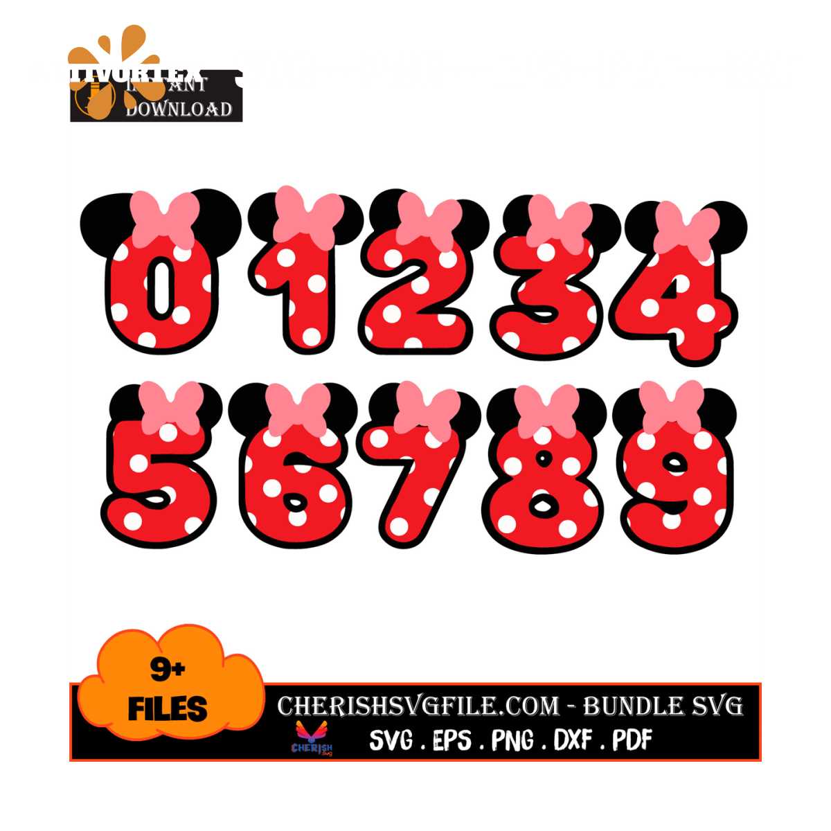 Disney Minnie Mouse Number Bundle Svg, 9 Files Disney Minnie | Inspire ...