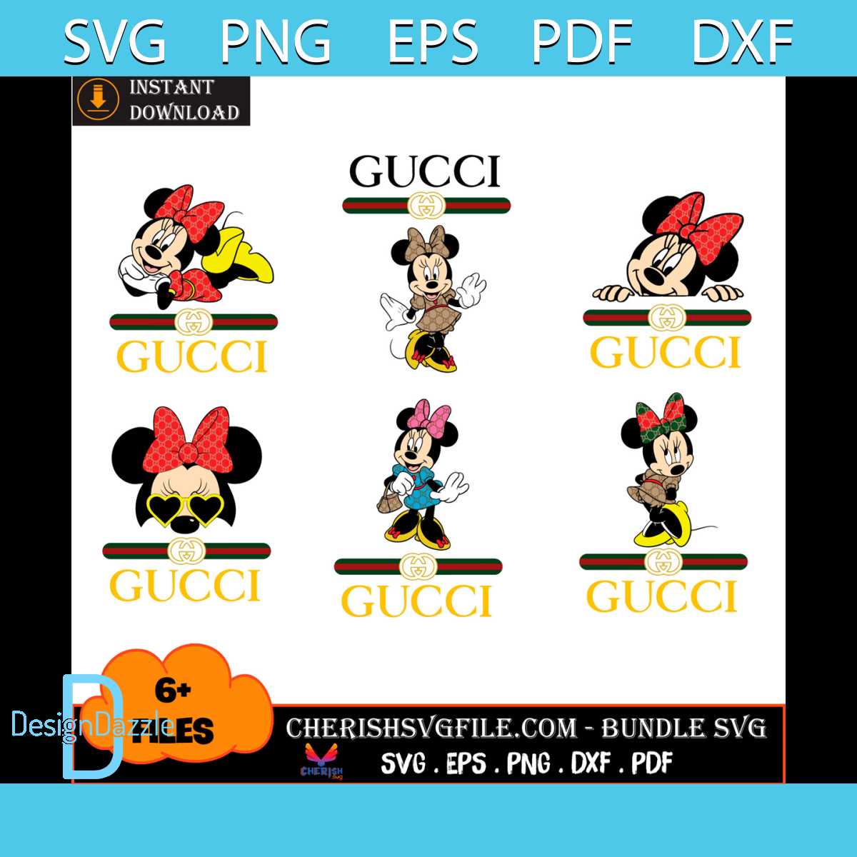 Minnie Mouse Gucci Logo Bundle Svg, 6 Files Minnie Mouse Guc | Inspire ...