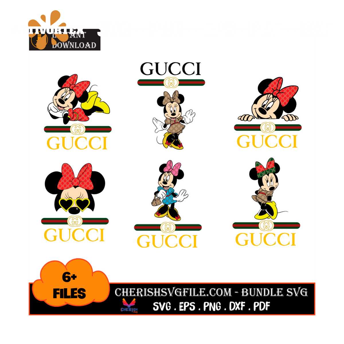 Minnie Mouse Gucci Logo Bundle Svg, 6 Files Minnie Mouse Guc | Inspire ...