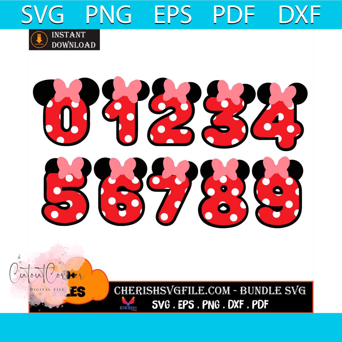 Disney Minnie Mouse Number Bundle Svg, 9 Files Disney Minnie | Inspire ...