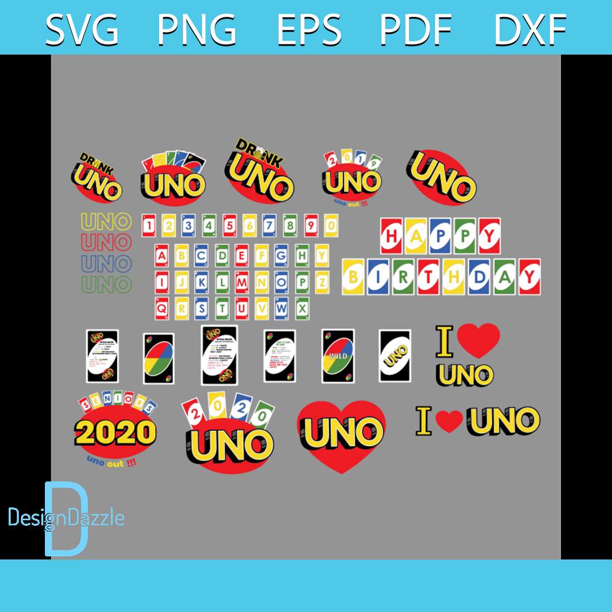 UNO SVG, Bundle File, Uno Birthday, Uno print, Uno Vector, U | Inspire ...