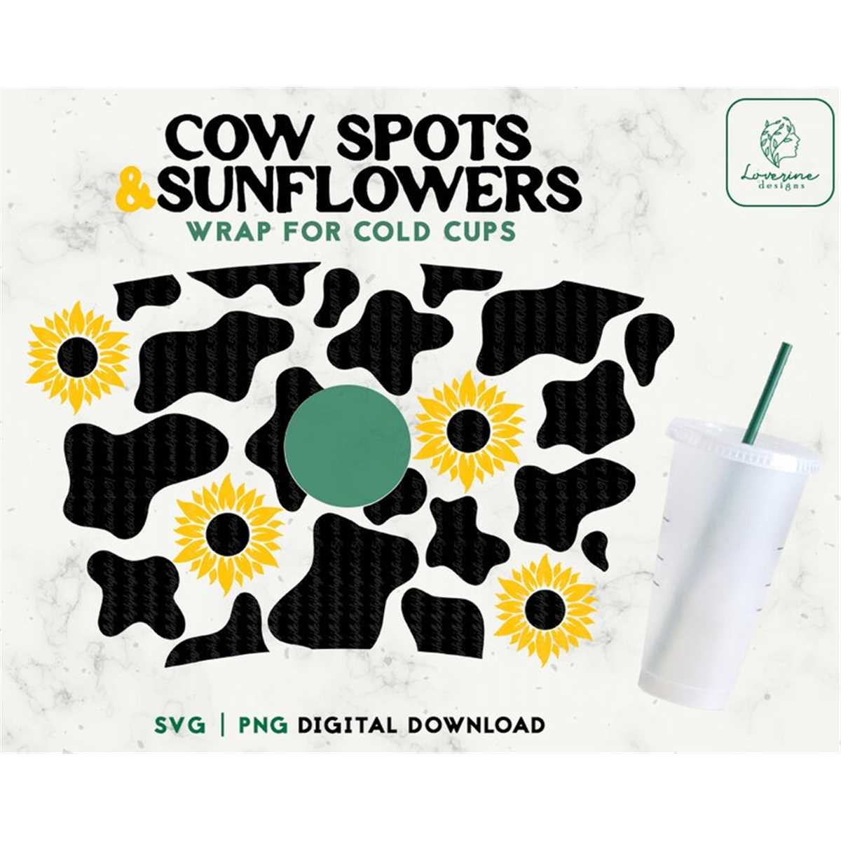 Cow Pattern 24oz Venti Cold Cup Svg - Sunflower SVG Cold Cup - Inspire ...