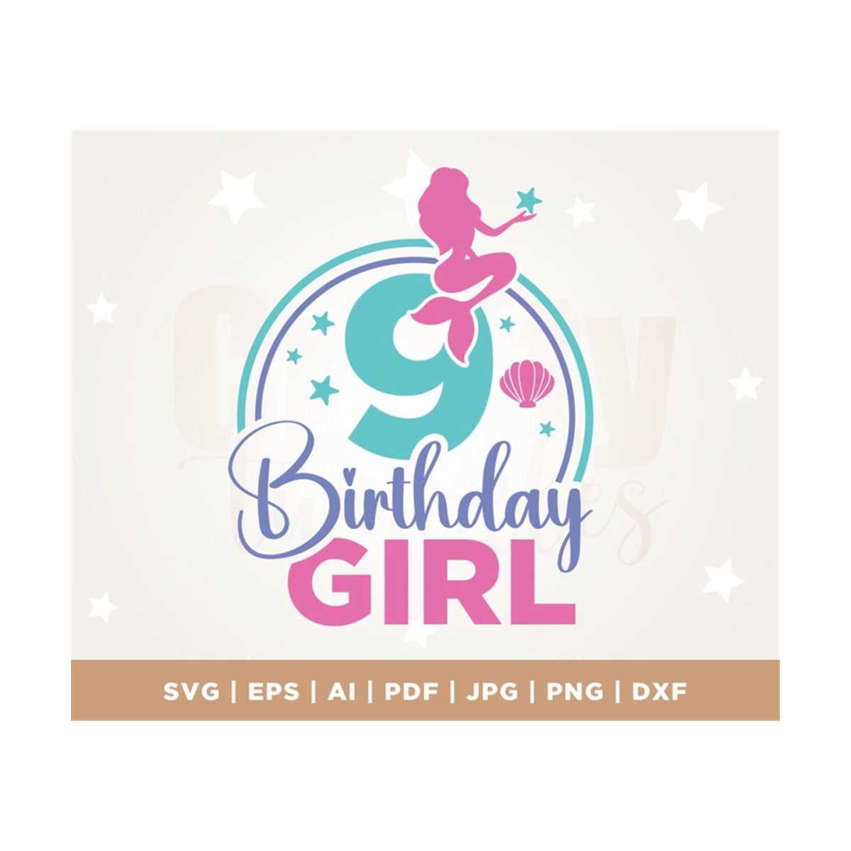 Mermaid 9th Birthday Svg, Mermaid Birthday Svg, sublimation, | Inspire ...