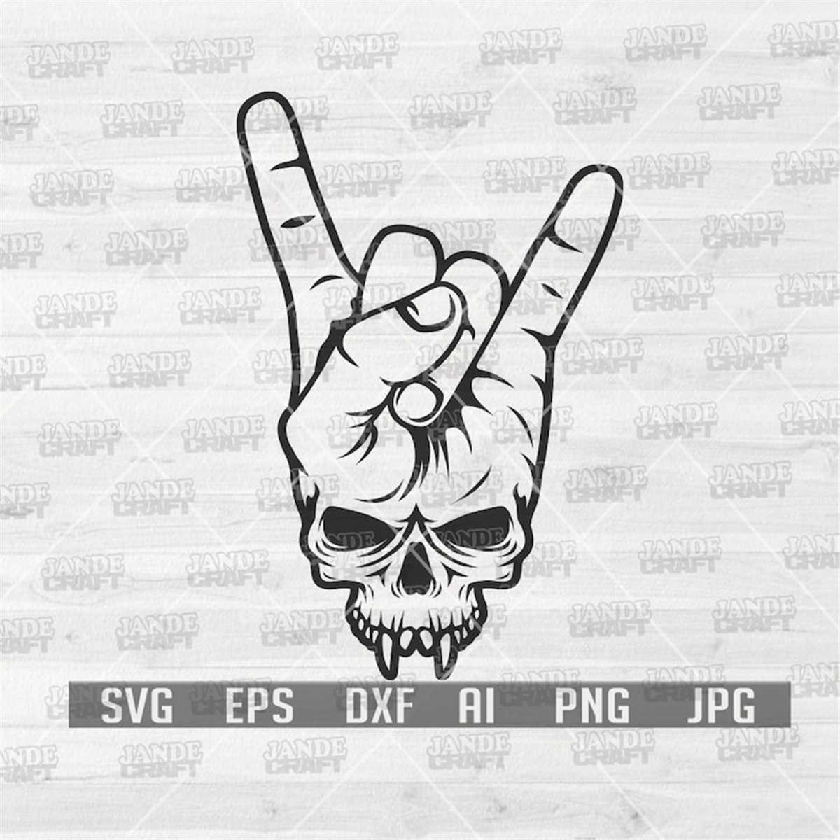 Rock n Roll svg | Rock Hand Sign Skull Svg | Rock n Roll svg | Inspire ...