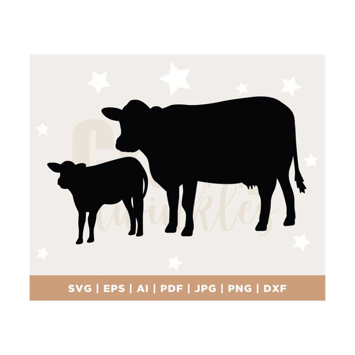 Cow calf pair Vector SVG, Cow Baby, Calf, Cattle Mommy, Mom | Inspire ...