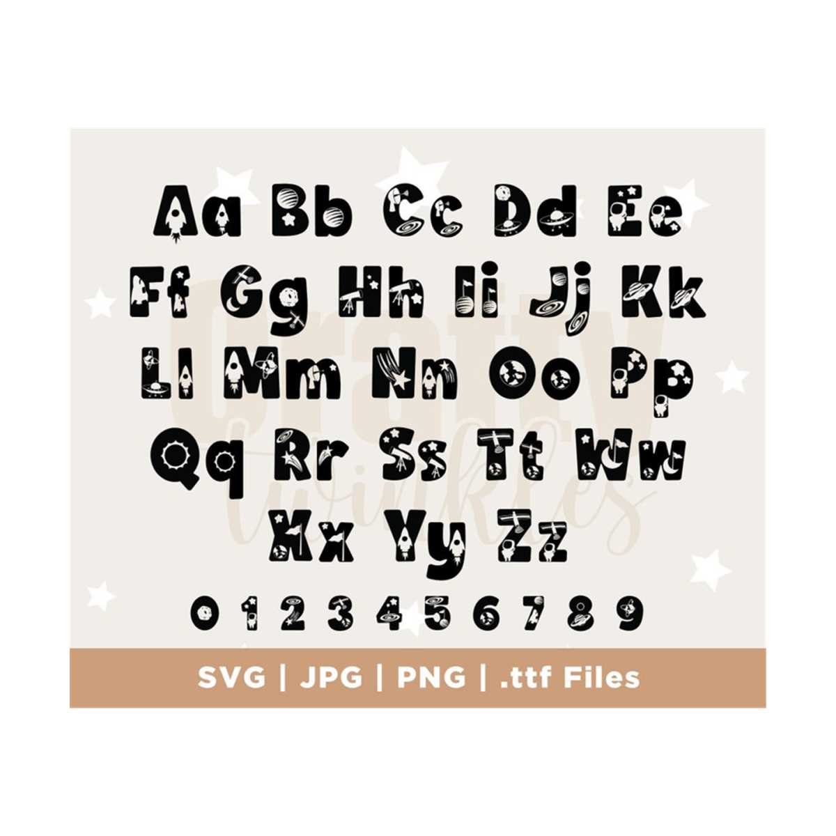 Space Alphabet SVG, Font SVG, Numbers, Letters, Spaceship, A | Inspire ...