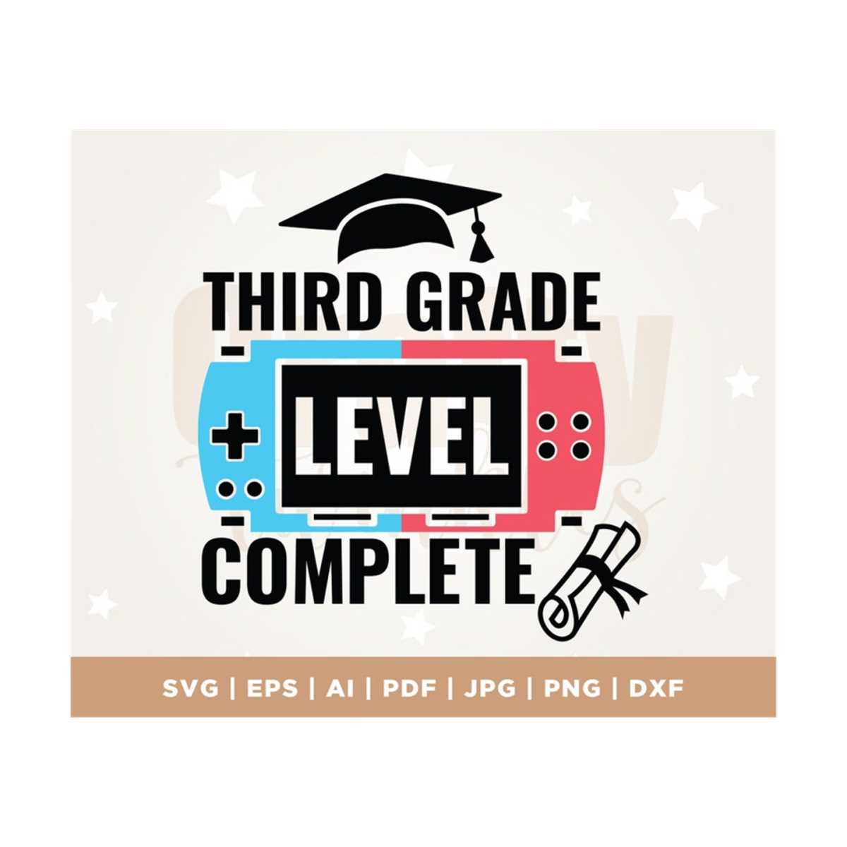 Third Grade Level Complete Svg, 3rd Grade Svg, Graduation Vi - Inspire ...