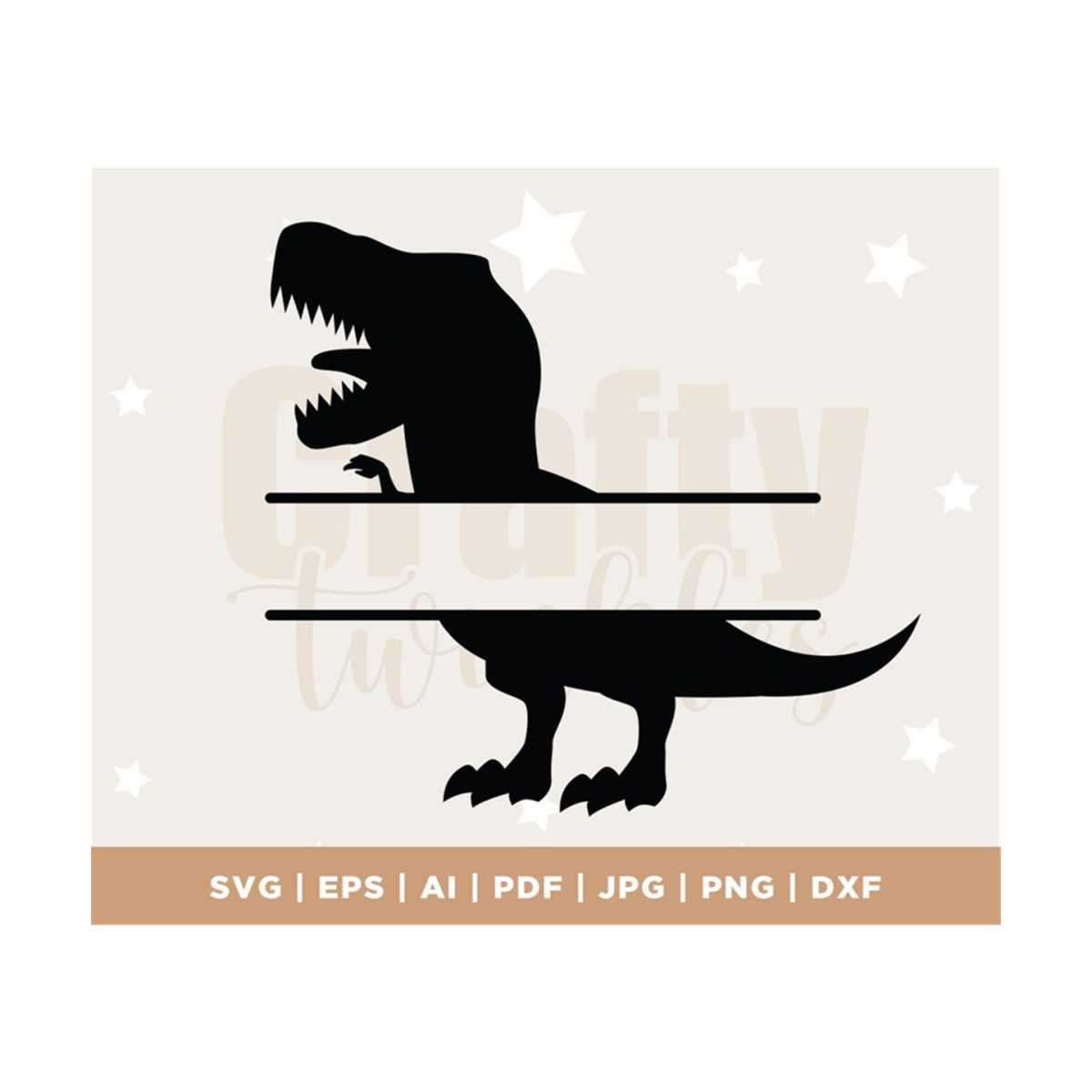 T-Rex Dinosaur Simple, Solid Black Silhouette, Split Name Fr - Inspire ...