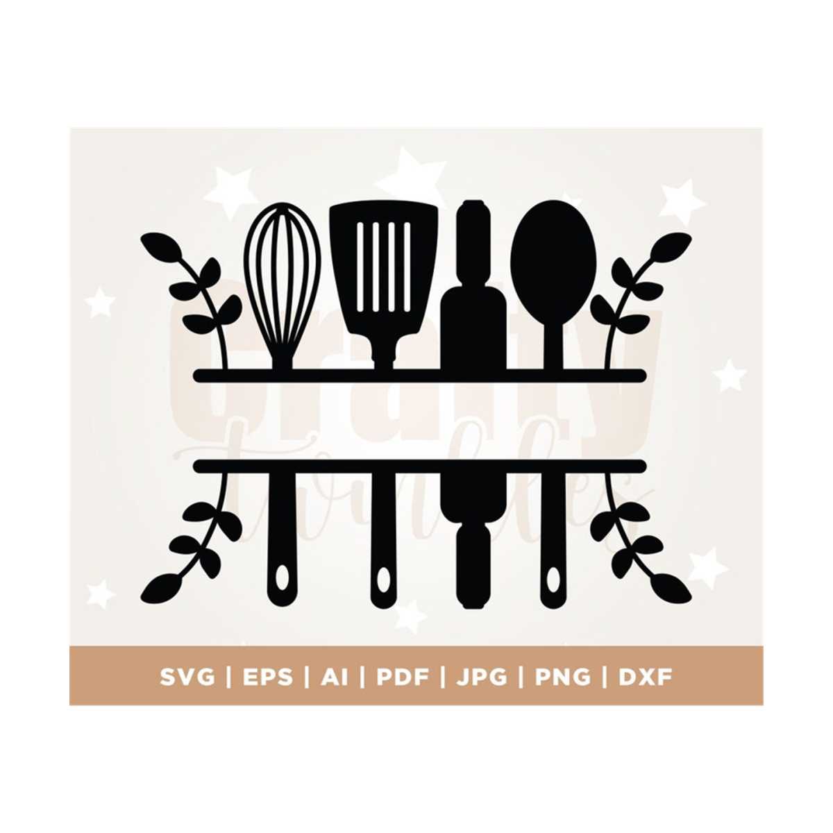 Kitchen Utensils Split Monogram SVG, Kitchen svg, Cooking sv | Inspire ...