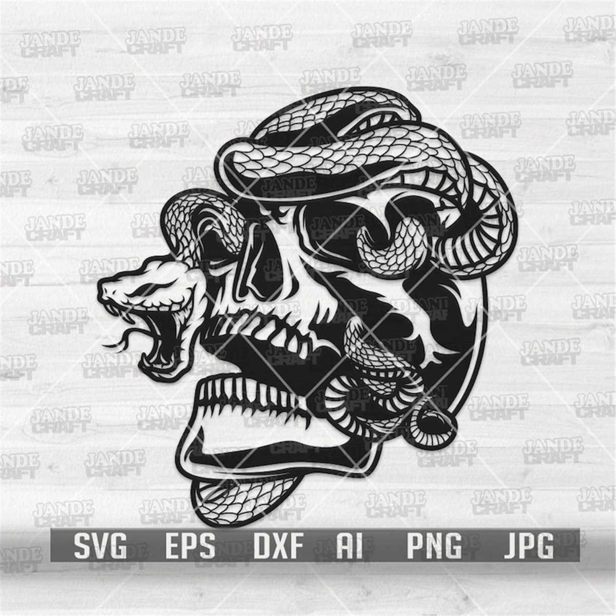 Skull and Snake svg | Skeletal Head with Serpent Clipart | H - Inspire ...