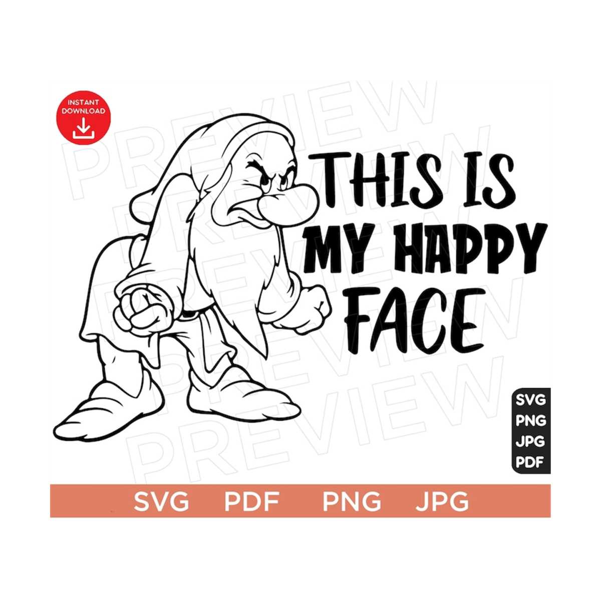 This is my happy face SVG, Snow White Seven Dwarfs SVG Grump | Inspire ...