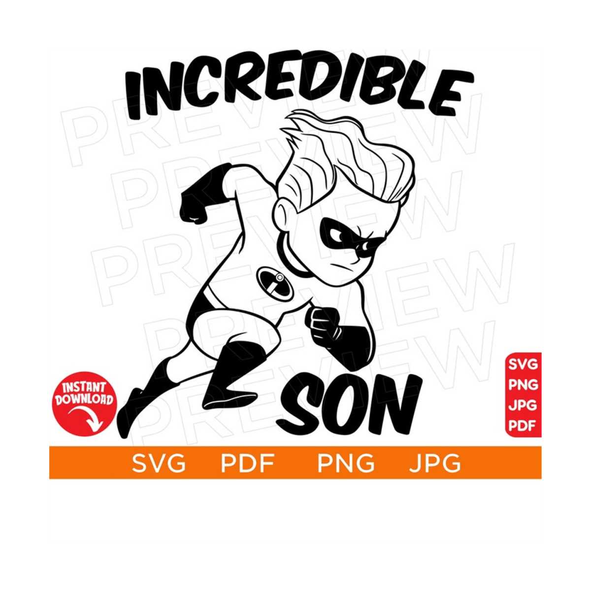 Dash - The Incredibles, Svg, Dxf, Eps, Png