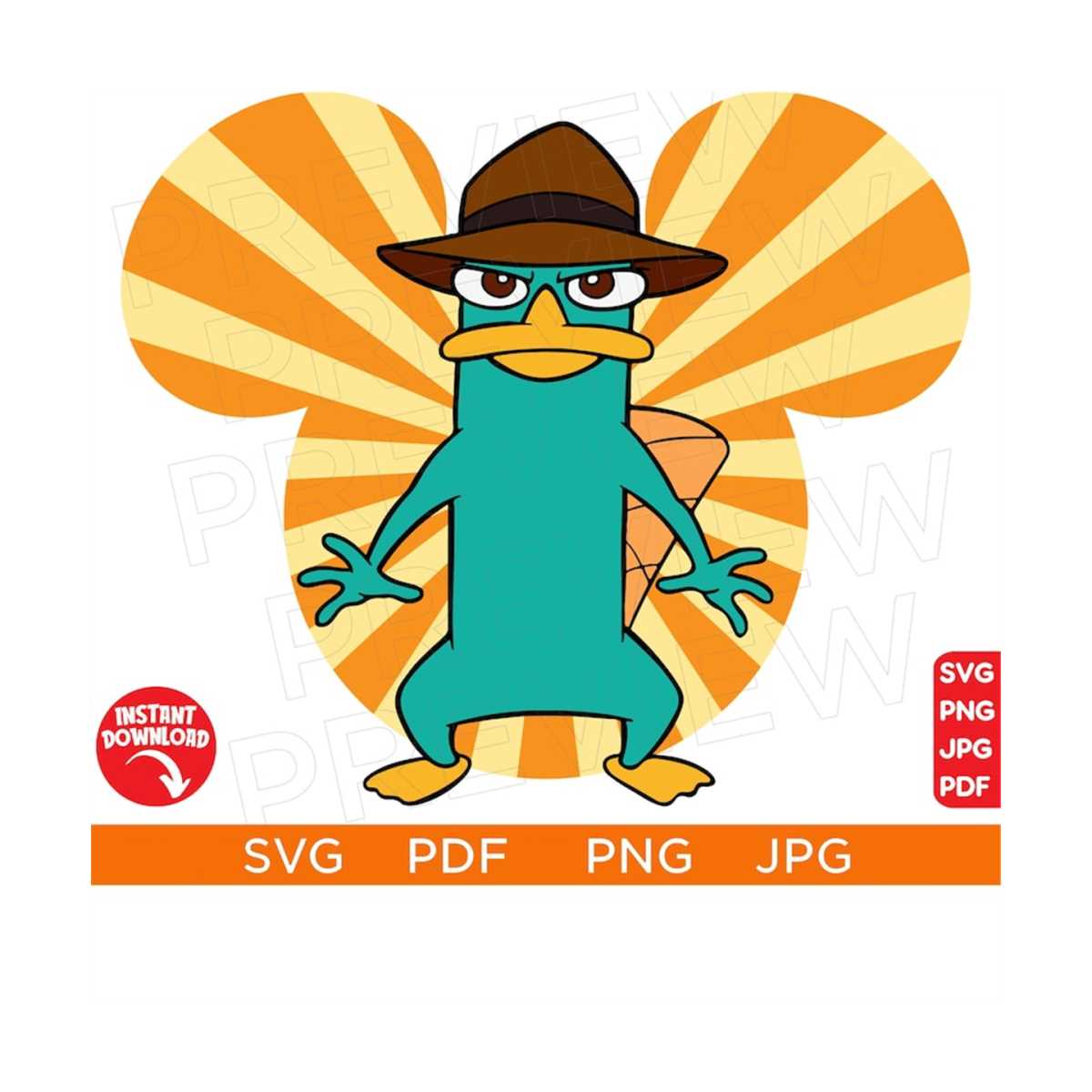 Perry the Platypus SVG, Phineas and Ferb SVG Disneyland Ears | Inspire ...