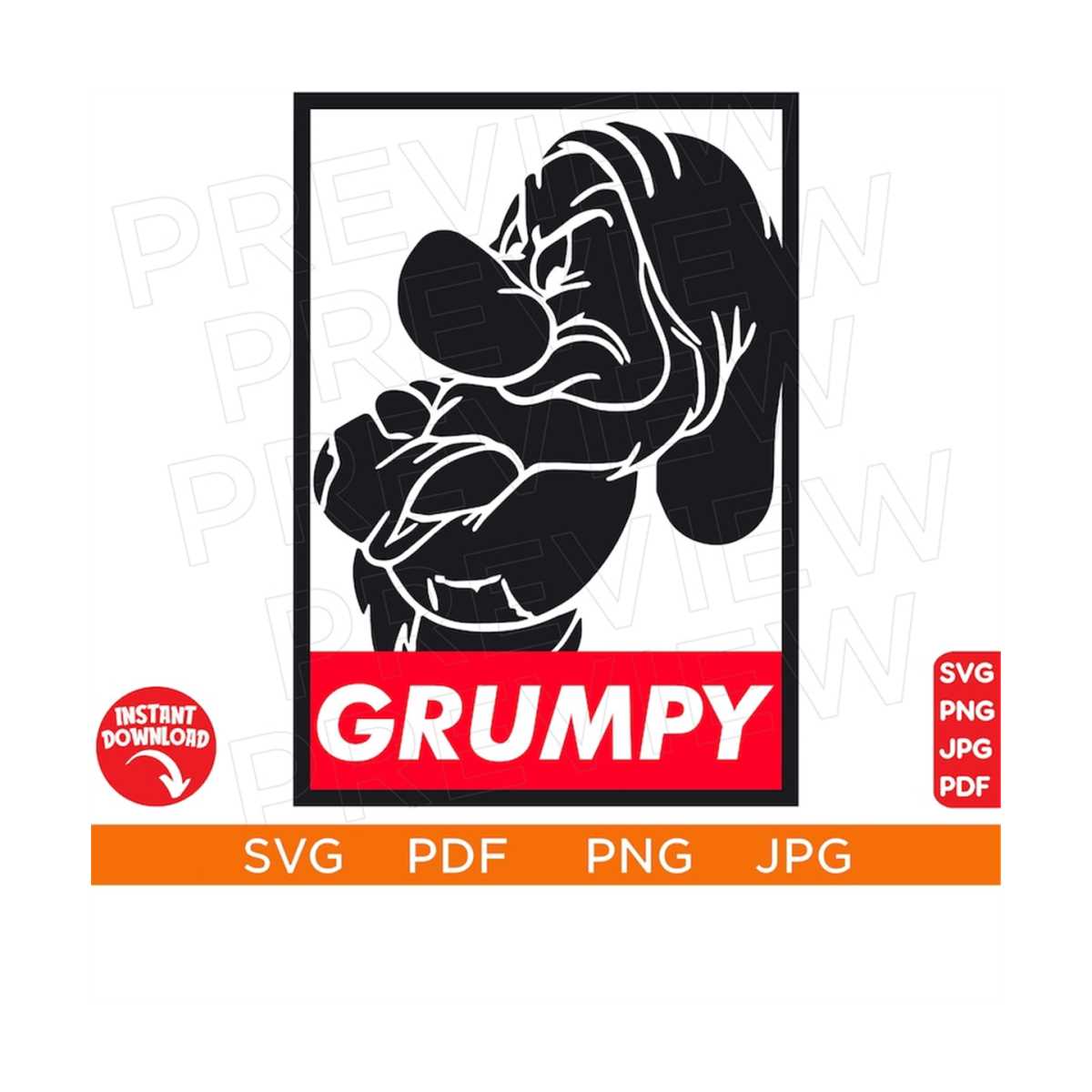 Grumpy happy face SVG, Snow White Seven Dwarfs SVG Grumpy Dw | Inspire ...