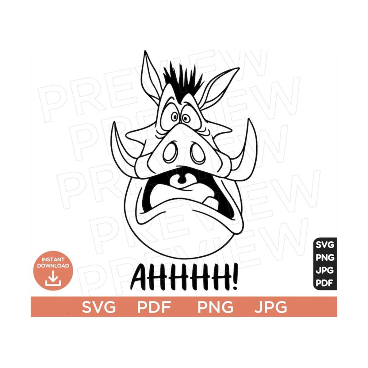 The Lion King Pumba Vector Svg, Pumba Disneyland Ears Svg,, 50% OFF