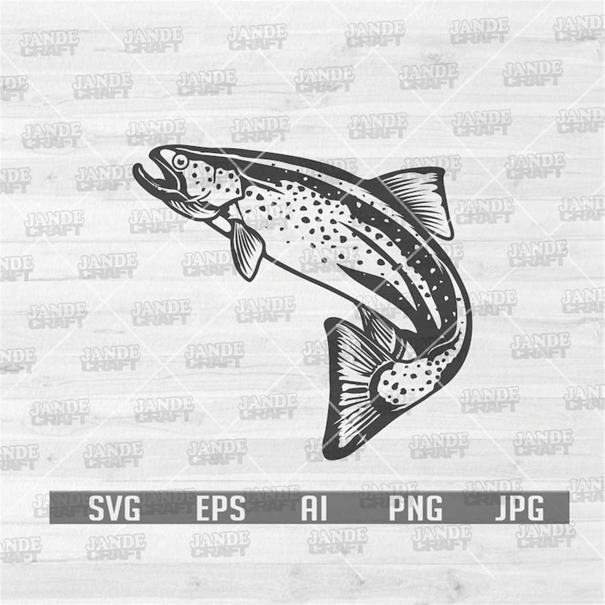 Trout Fish svg | Fresh Water Fishing Clipart | Lake Angling | Inspire ...