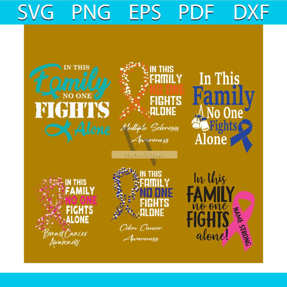 In This Family No One Fights Alone Bundle Svg, Awareness Svg | Inspire ...