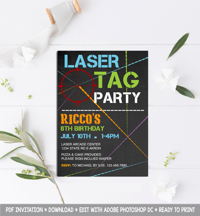 Laser Tag Invitation, Laser Tag Invites, Laser Tag Birthday | Inspire ...