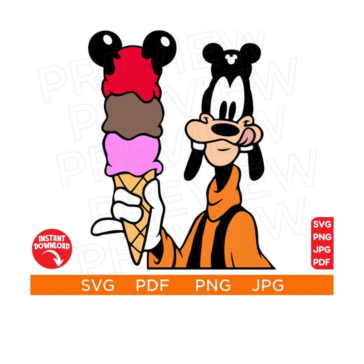 Goofy Ice Cream Vector Svg, Goofy Ears SVG Mouse Disneyland | Inspire ...