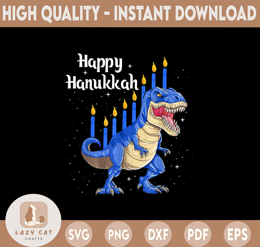 Funny Menorasaurus Rex Dinosaur Chanukkah PNG, Happy Hanukka - Inspire ...