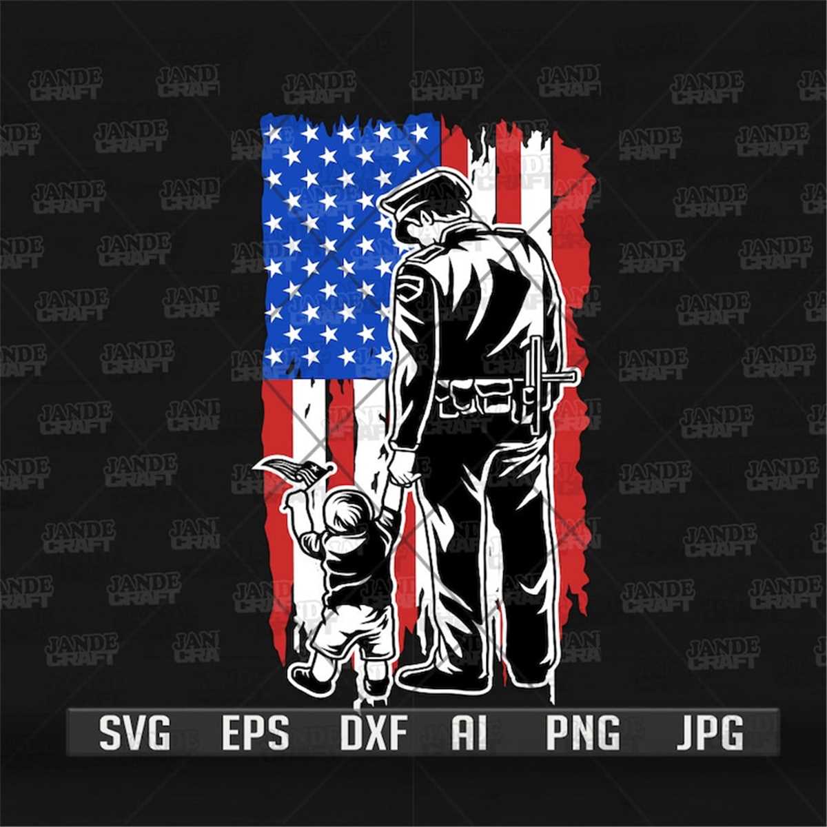 US Police Dad and Son svg | USA Policeman with Kid Clipart | | Inspire ...