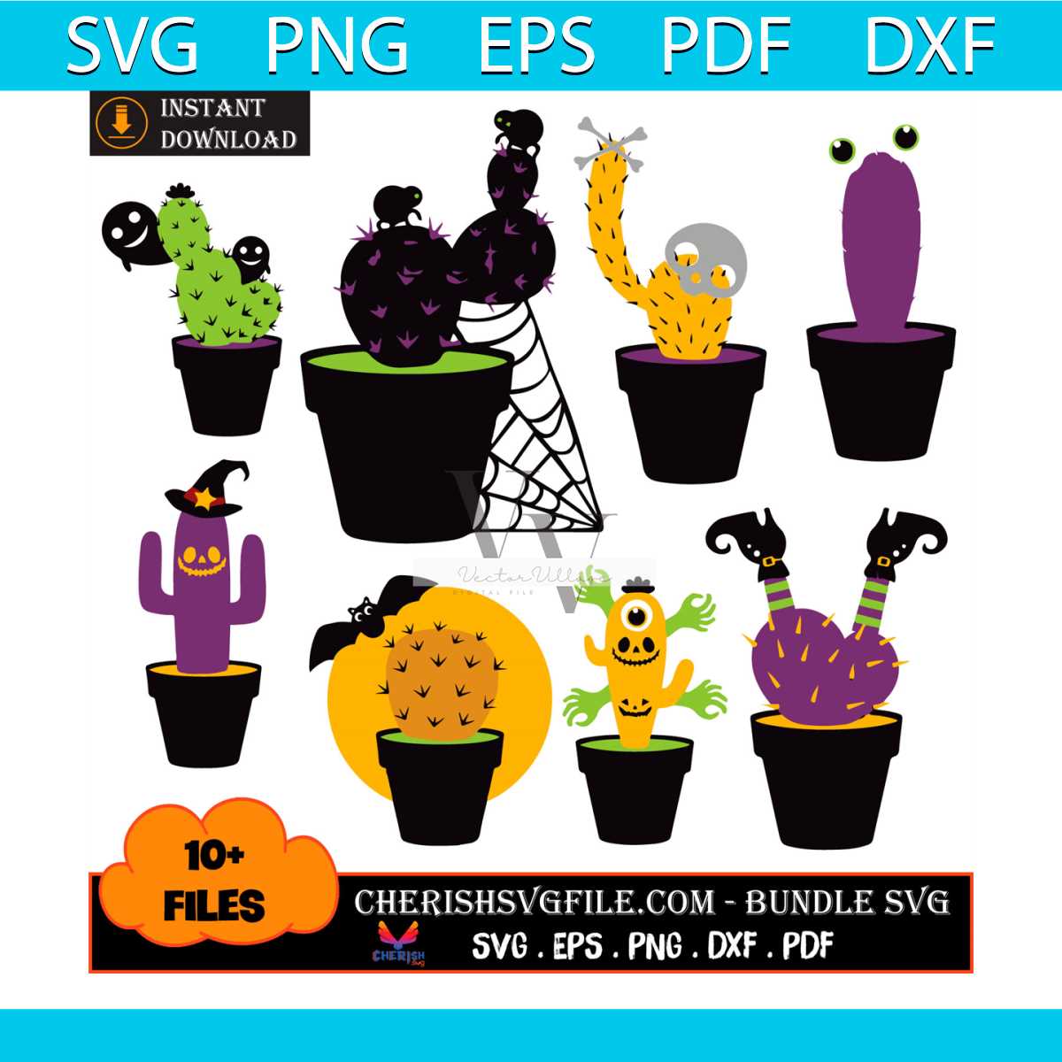 Halloween Cactus Bundle Svg, 10 Files Hallowenn Cactus Svg | Inspire Uplift