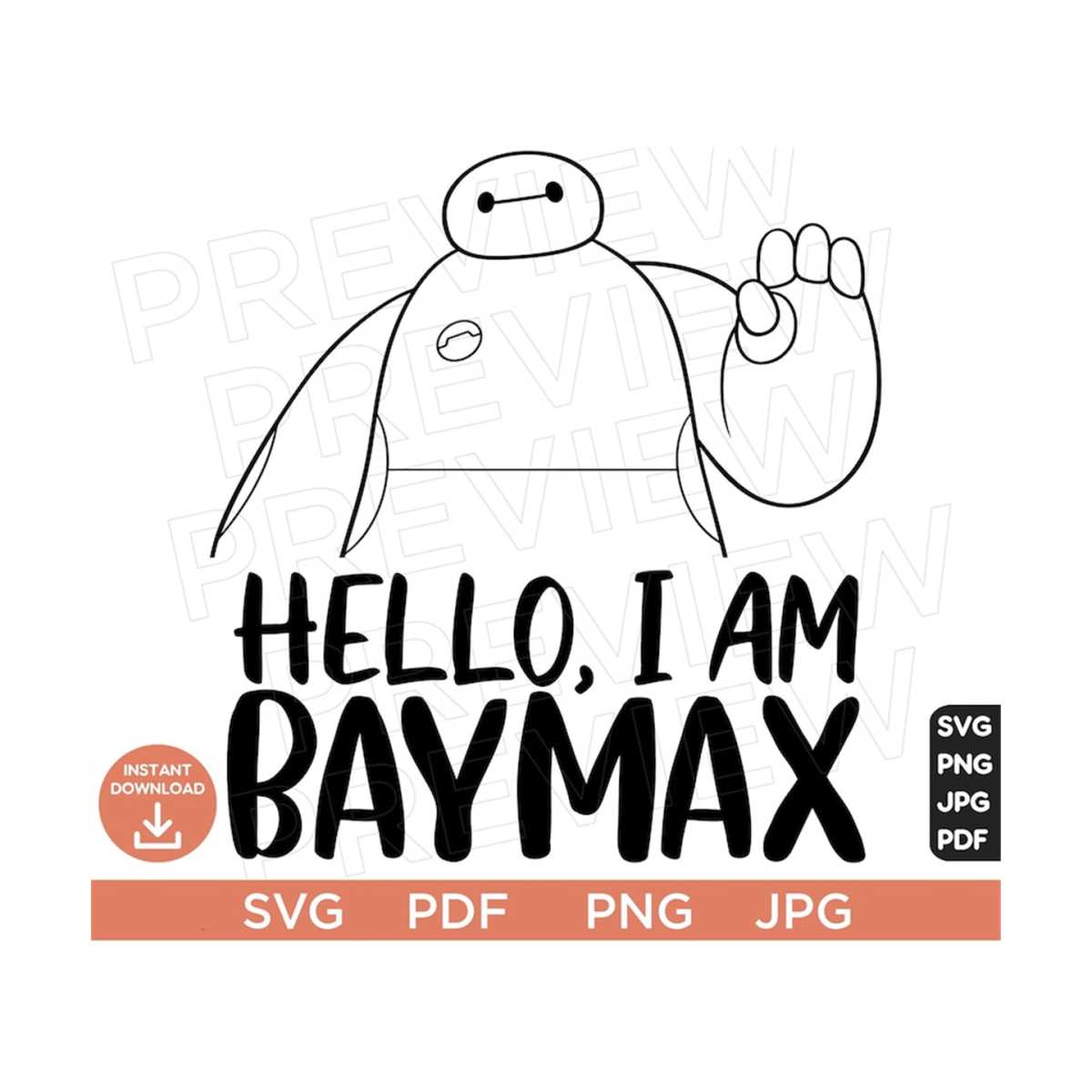 Hello I'm Baymax SVG Big Hero png clipart , Disneyland ears - Inspire ...