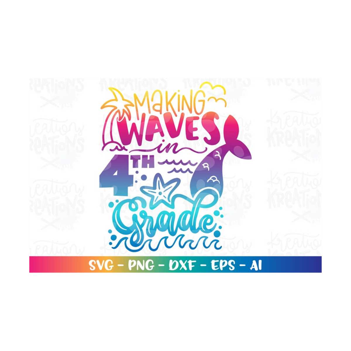 Back to school svg Making waves in 4th Fourth Grade Mermaid | Inspire ...