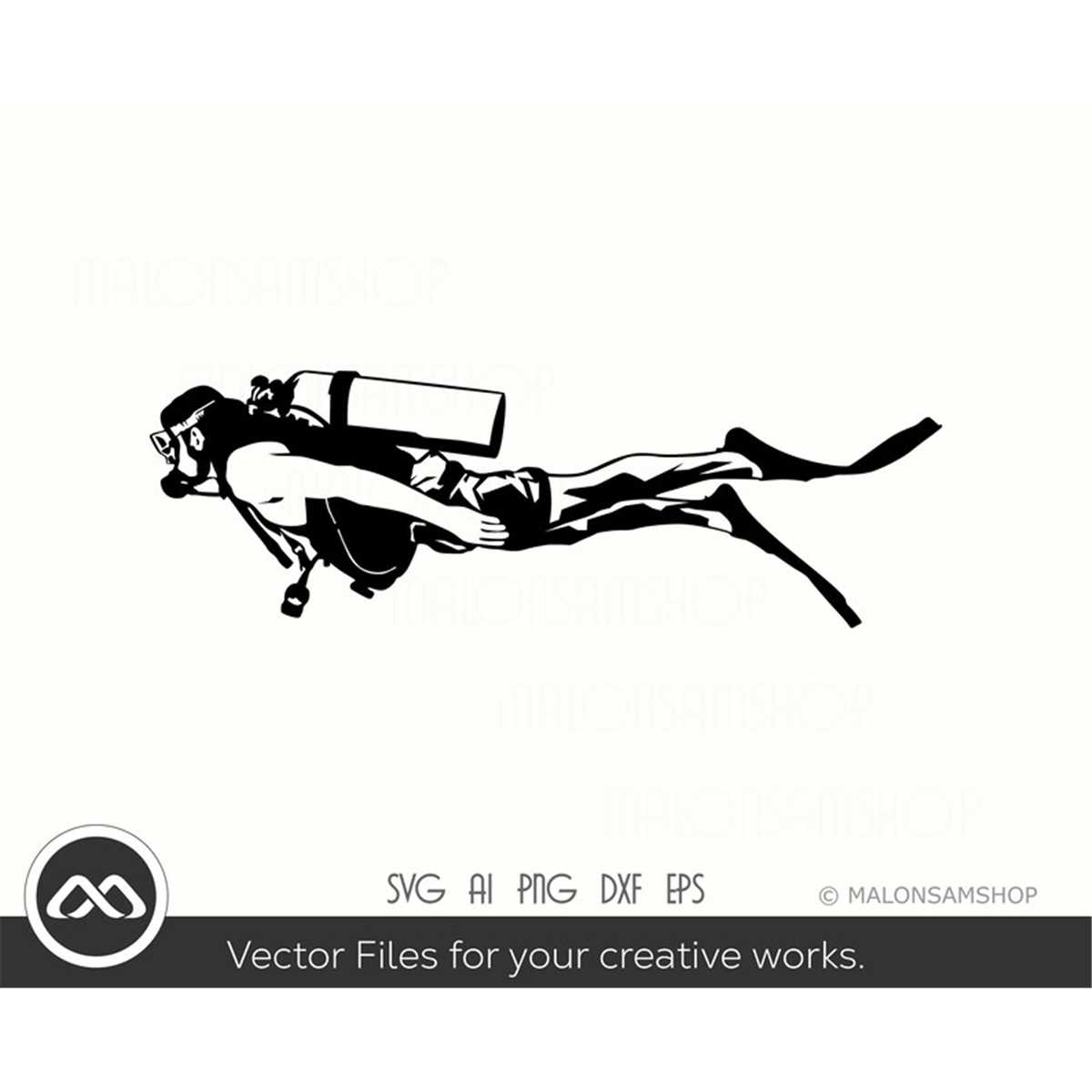 Scuba SVG Silhouette - scuba diving svg, scuba diver svg, sw | Inspire ...