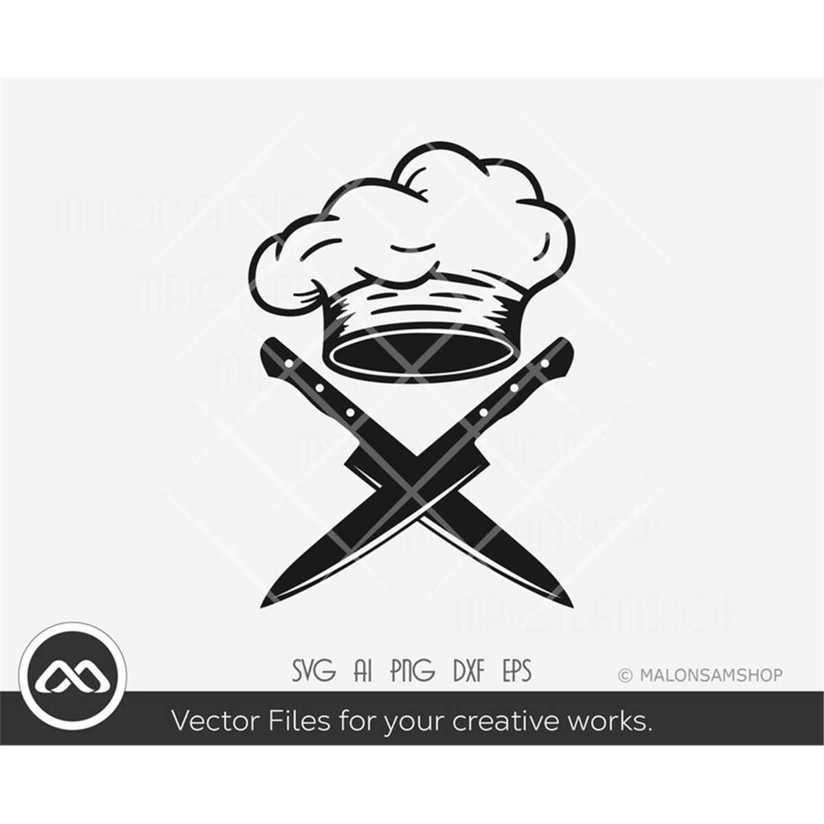 Chef SVG Knife and hat - chef svg, kitchen svg, cook svg, ch | Inspire ...