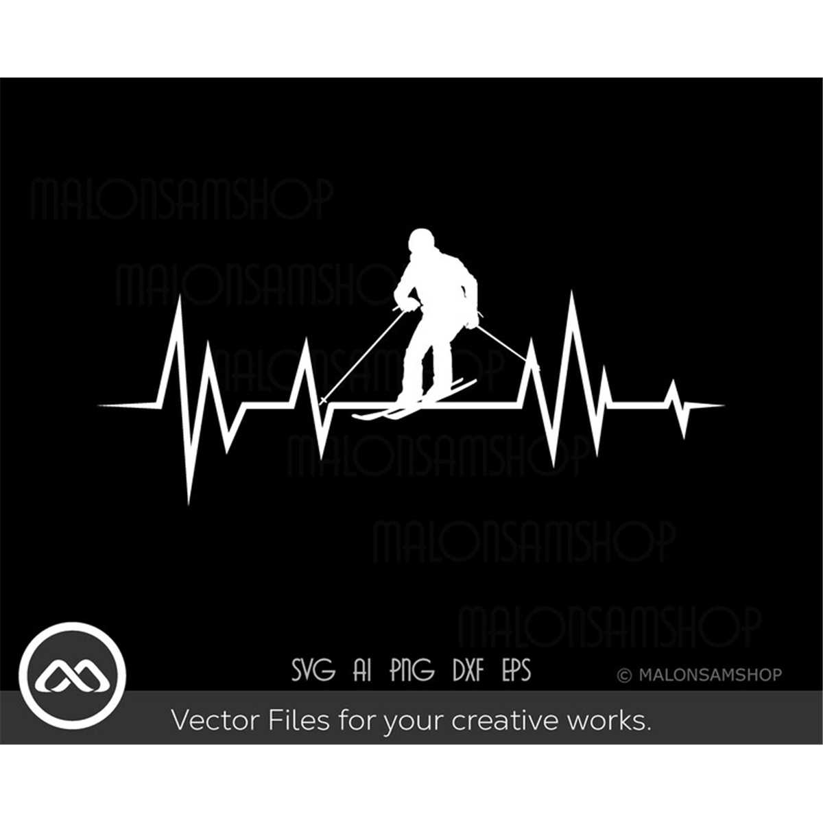 Ski SVG heartbeat - ski svg, snowboarding svg, skiing svg, w | Inspire ...