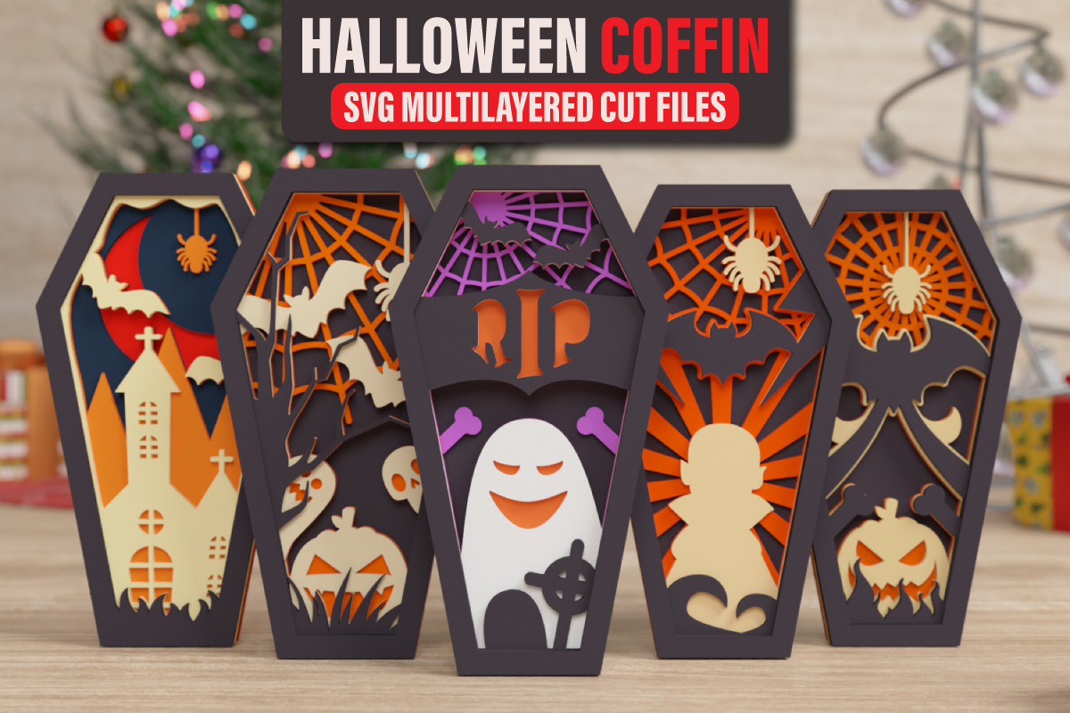 Halloween Coffin 3D SVG || BUNDLE || | Inspire Uplift