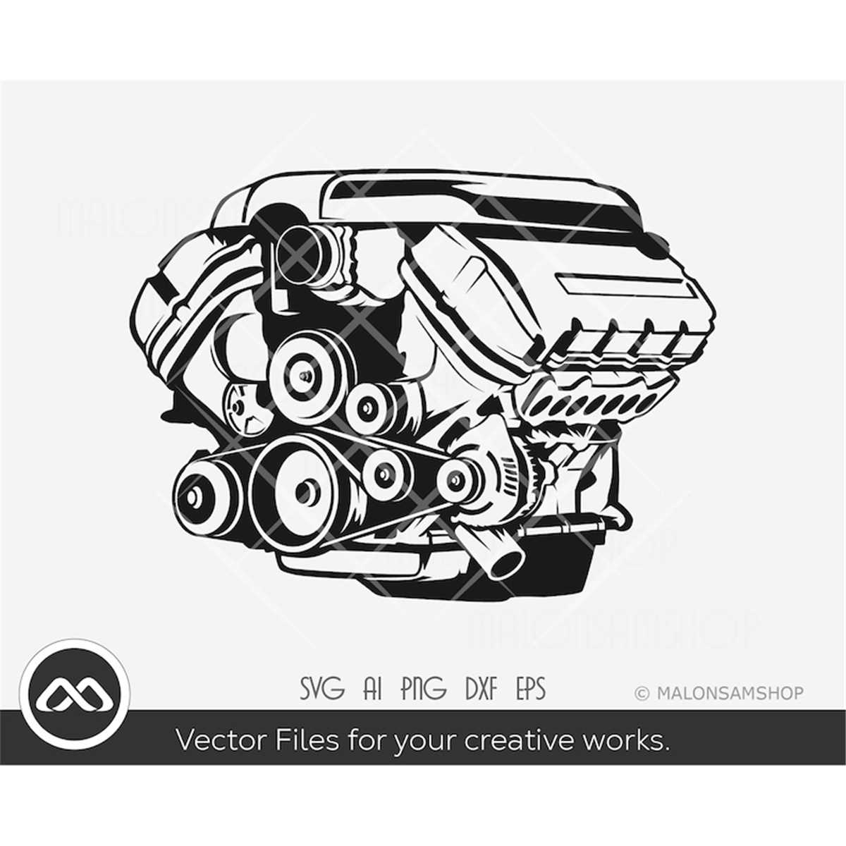 Truck Engine SVG Illustration - Car engine svg, engine png, | Inspire ...