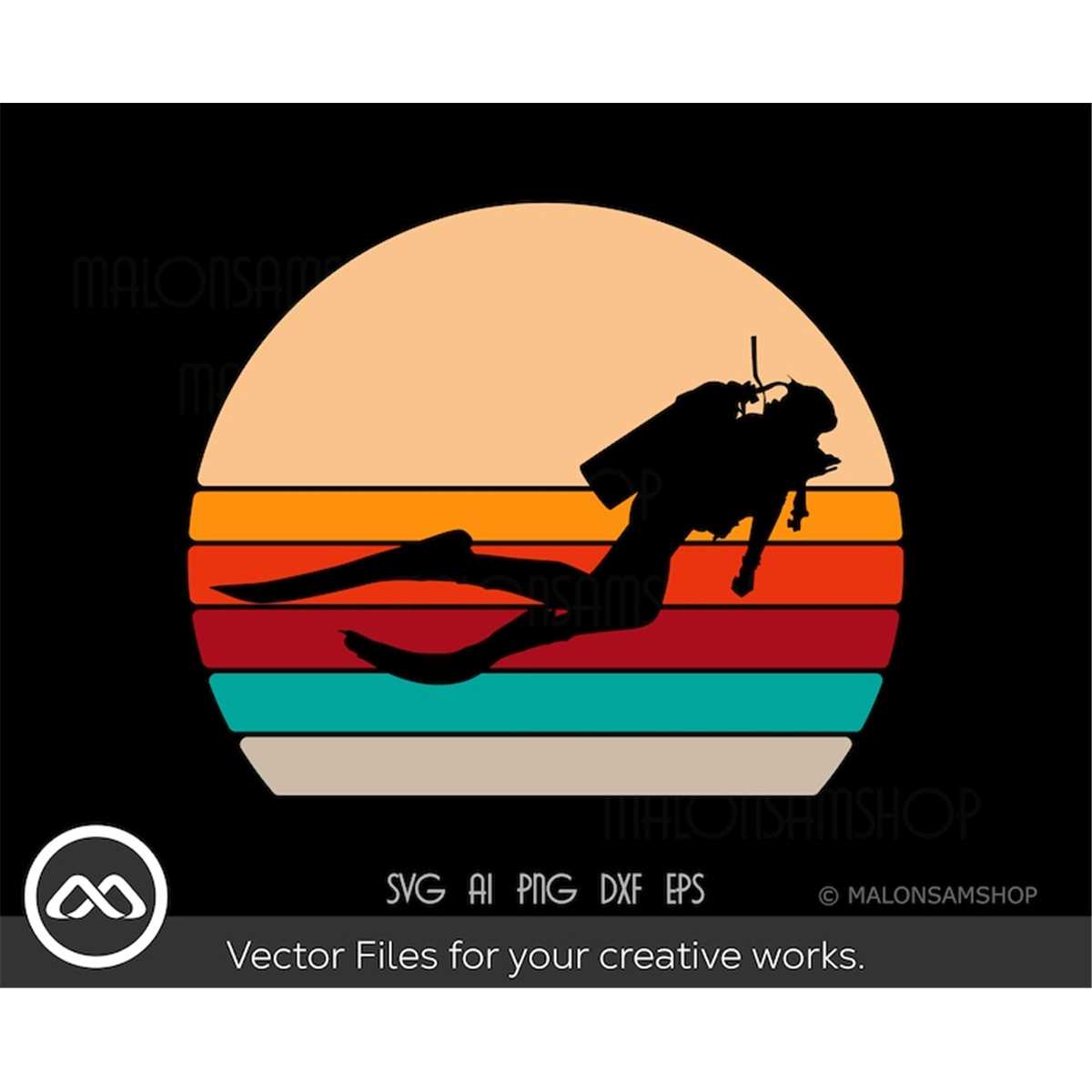 Retro Scuba SVG Dive - scuba diving svg, scuba diver svg, sw | Inspire ...