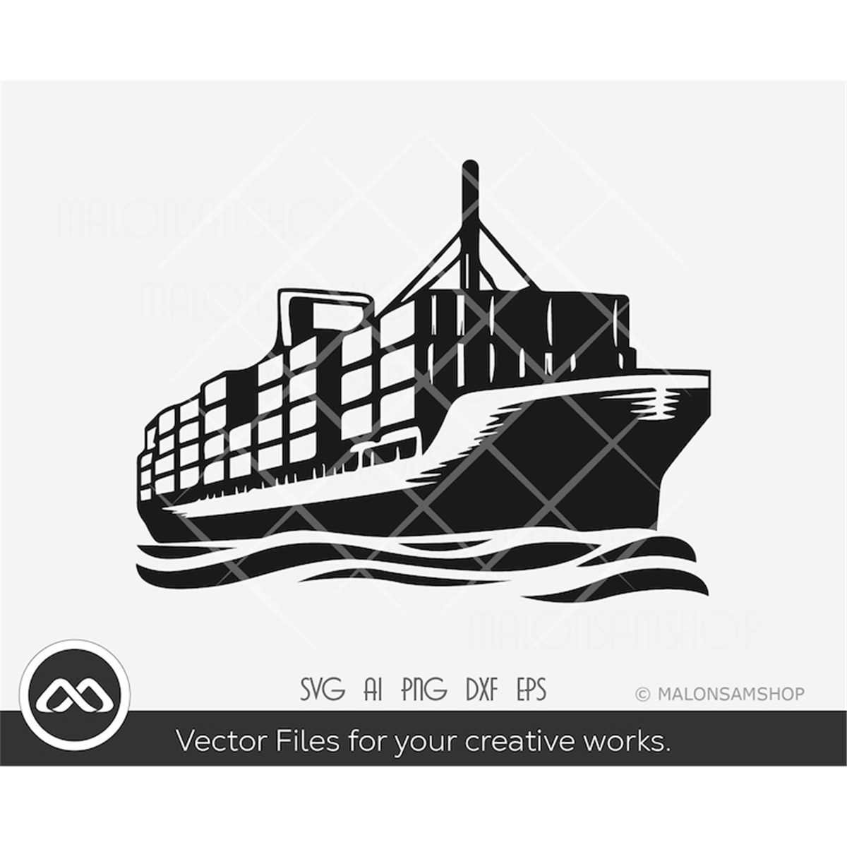 Cargo ship SVG silhouette - shipping container svg, cargo sh | Inspire ...