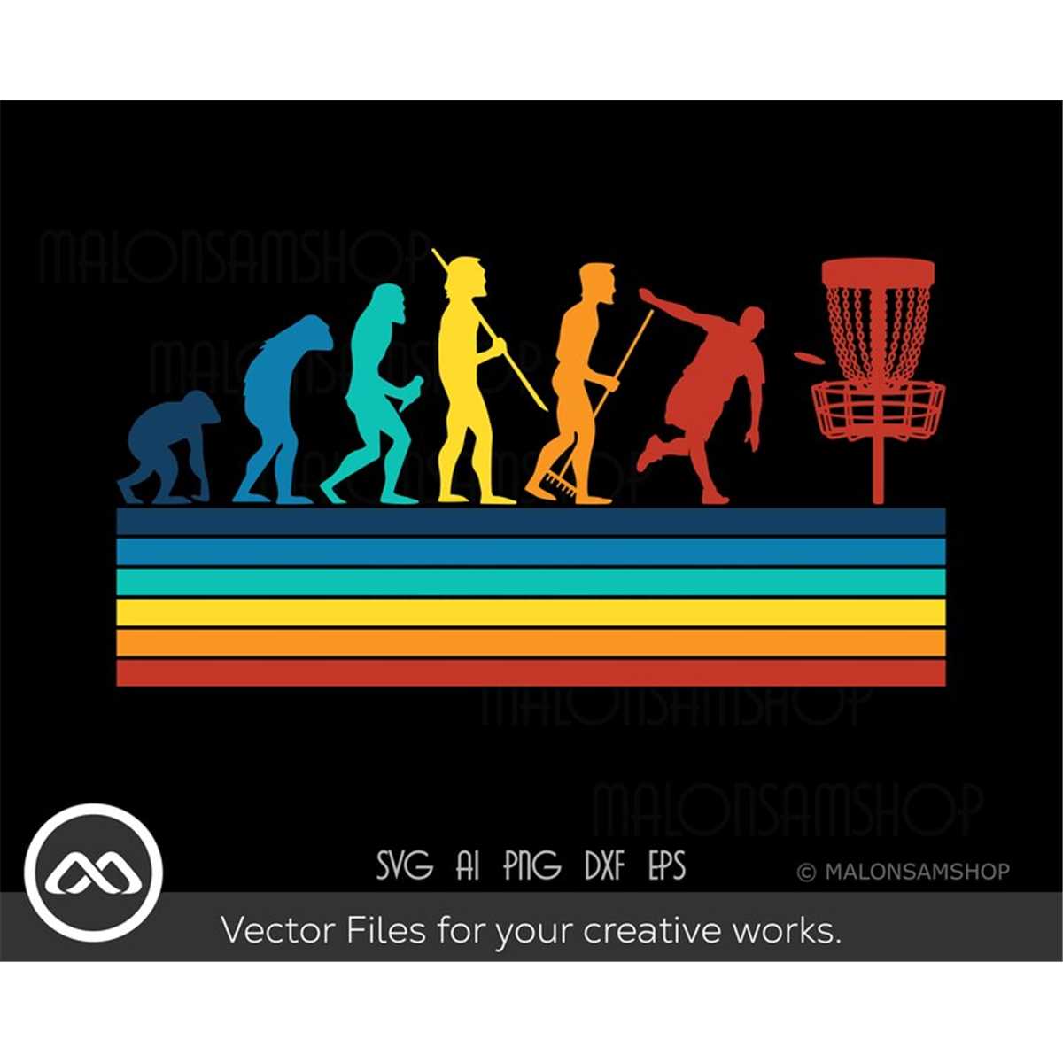 Retro Disc Golf SVG Funny Human Evolution - disc golf svg, d | Inspire ...