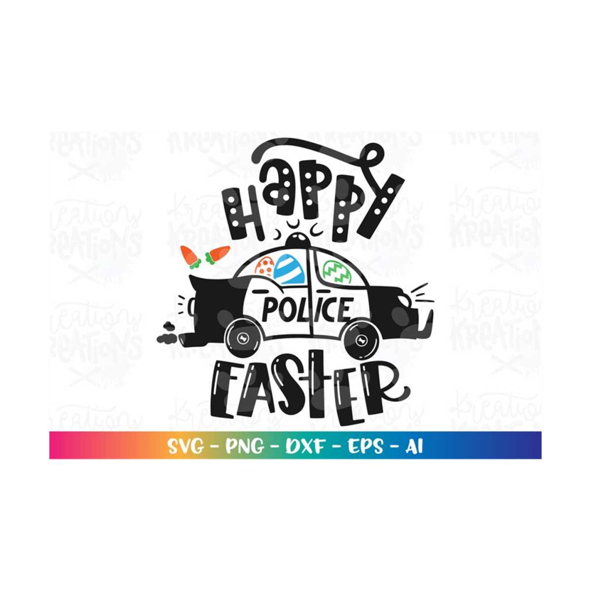 Police Car Happy Easter svg Cop Car Easter Eggs Cute Kids bo | Inspire ...