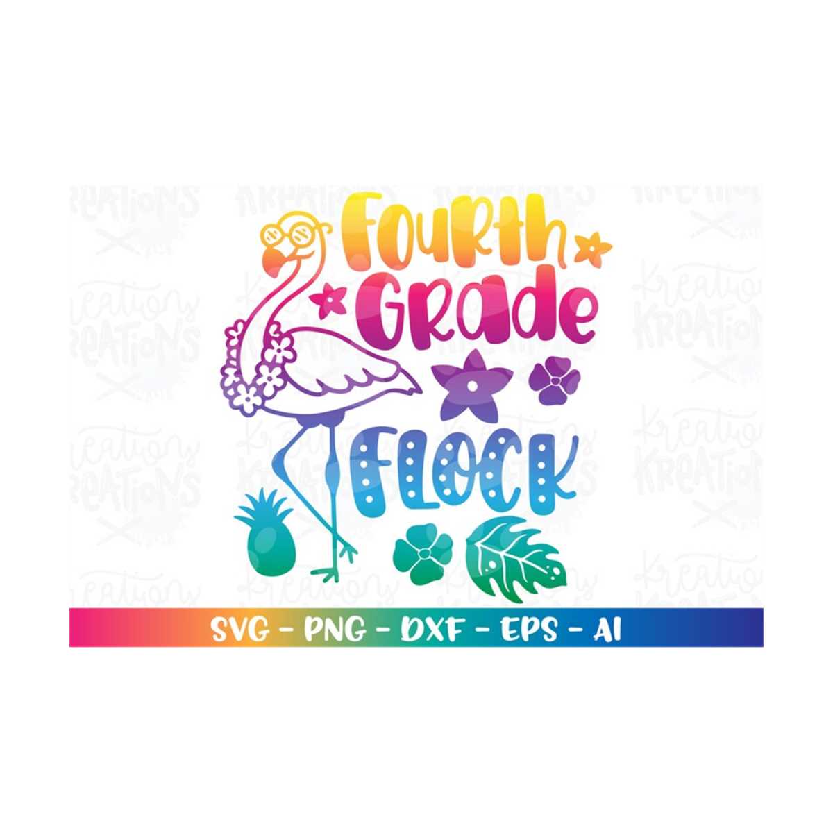 Back to school svg Fourth grade FLOCK Flamingo tropical colo | Inspire ...