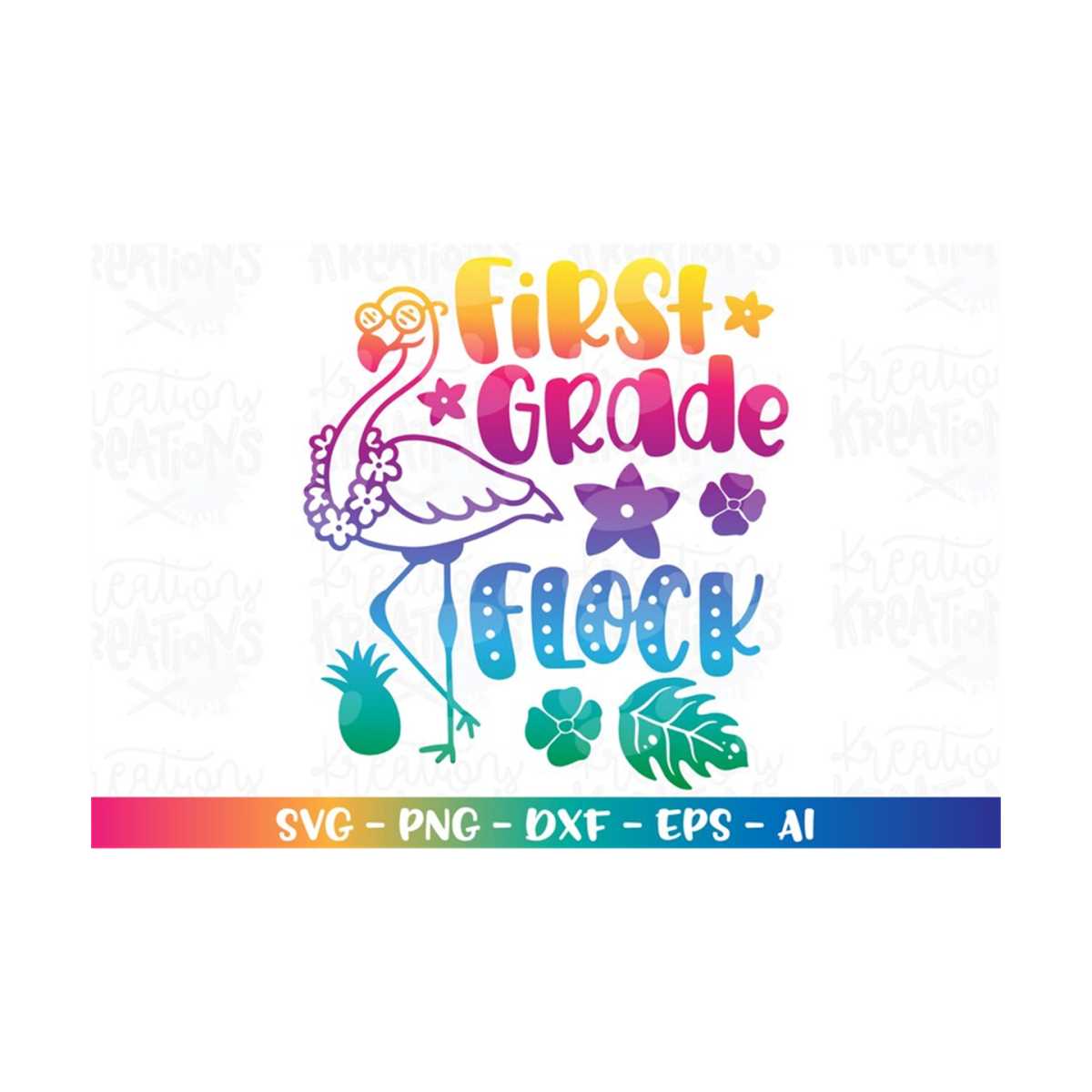 Back to school svg First grade FLOCK Flamingo tropical color | Inspire ...