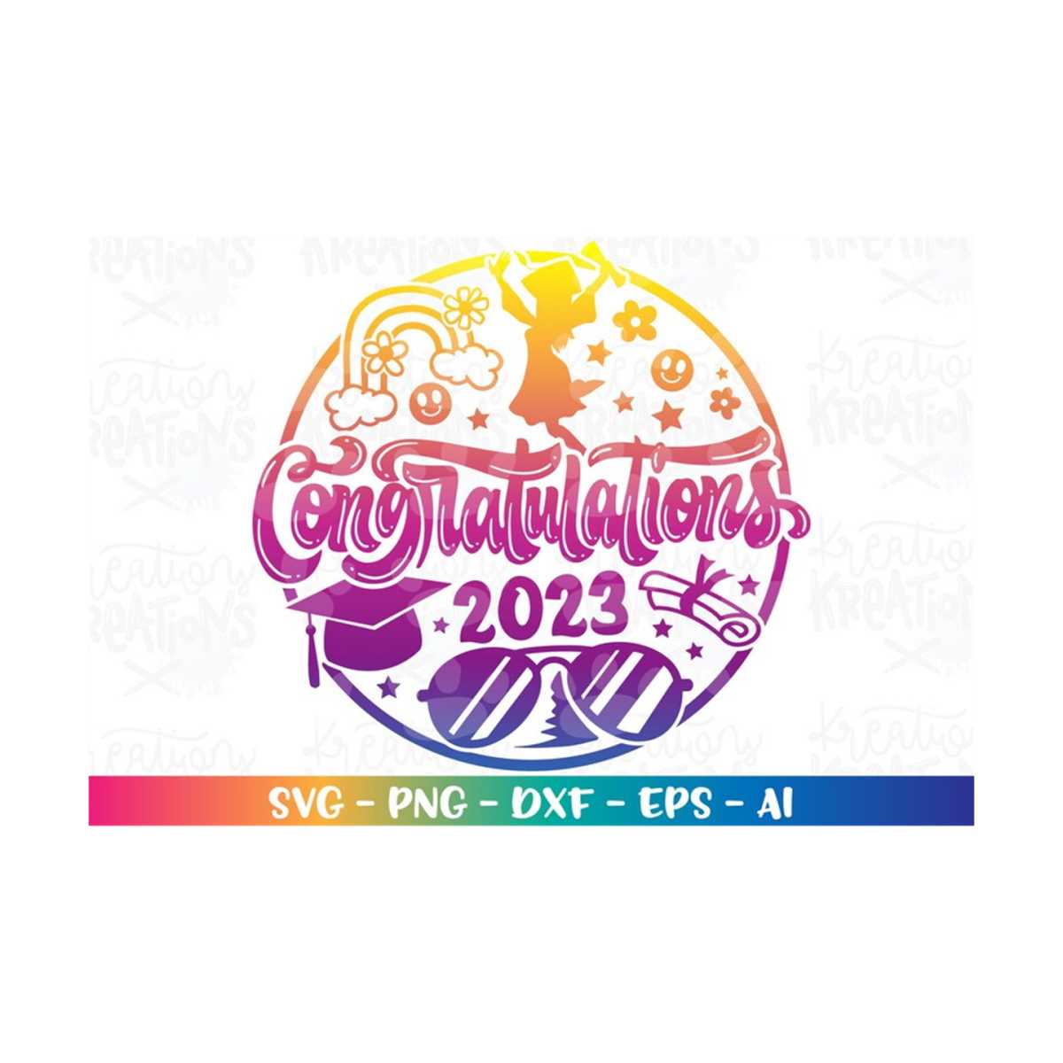 Graduation SVG Congratualtions girl grad 2023 70s 90s silhou | Inspire ...