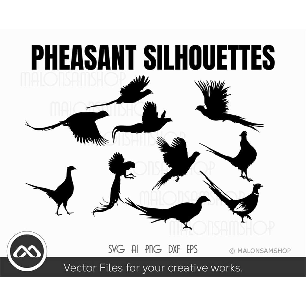 Hunting SVG - Pheasant Silhouette Bundle - Pheasant Hunting | Inspire ...