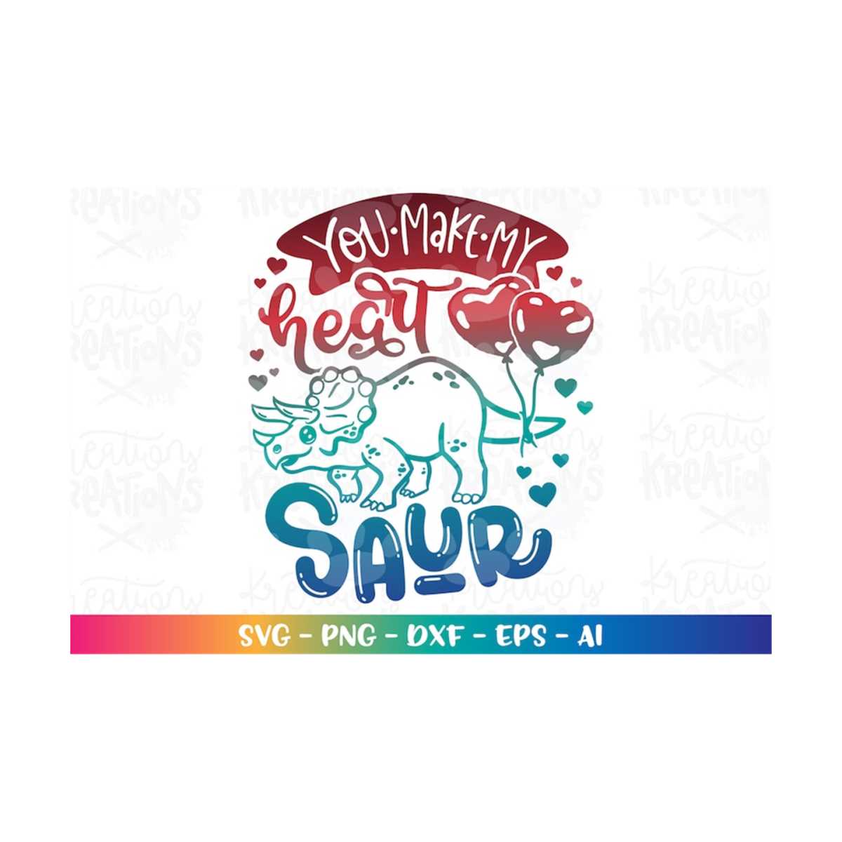 You make my heart SAUR svg cute Triceratops Dinosaur Love Va - Inspire ...