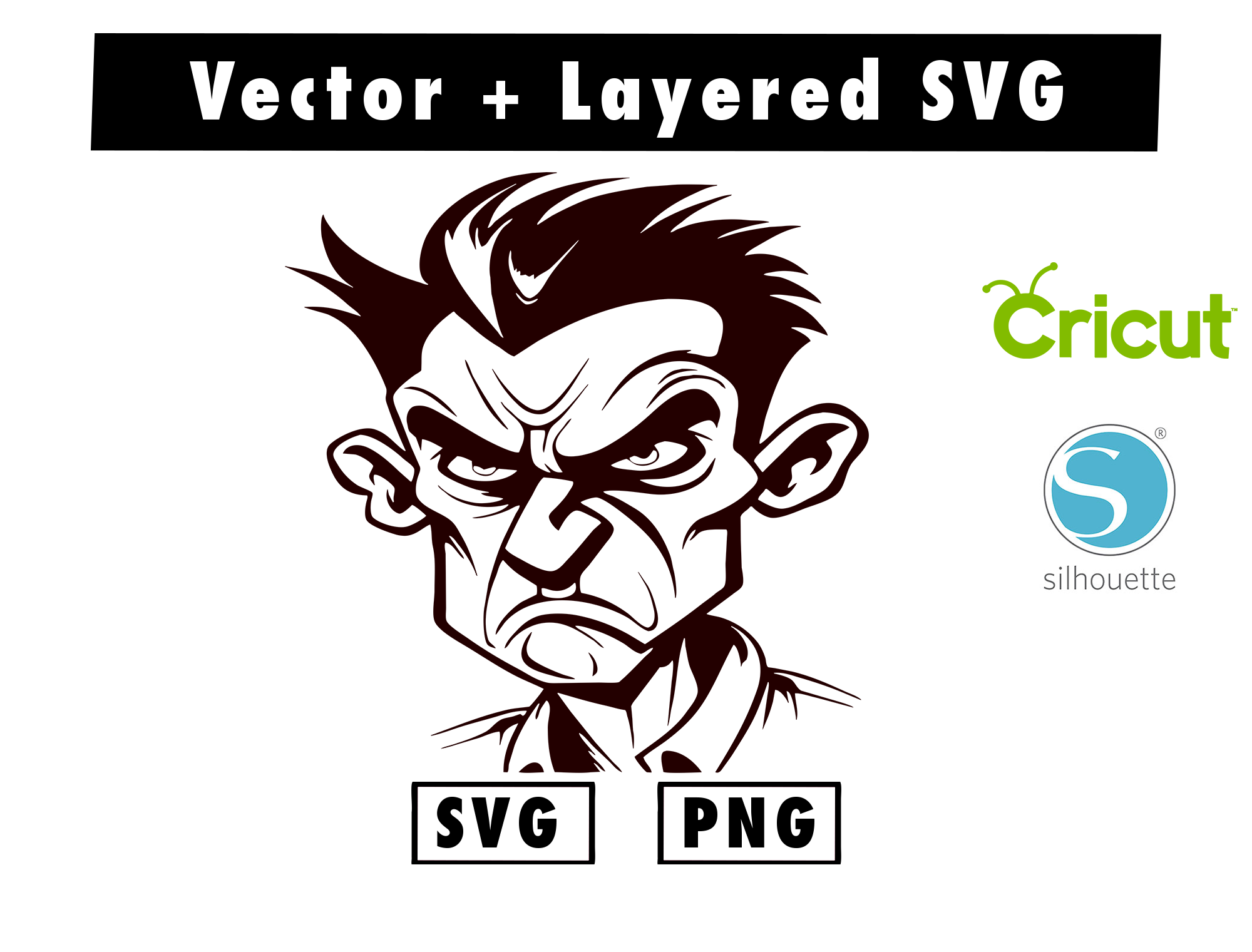 Angry Man Face svg and png files for cricut machine , anime | Inspire ...