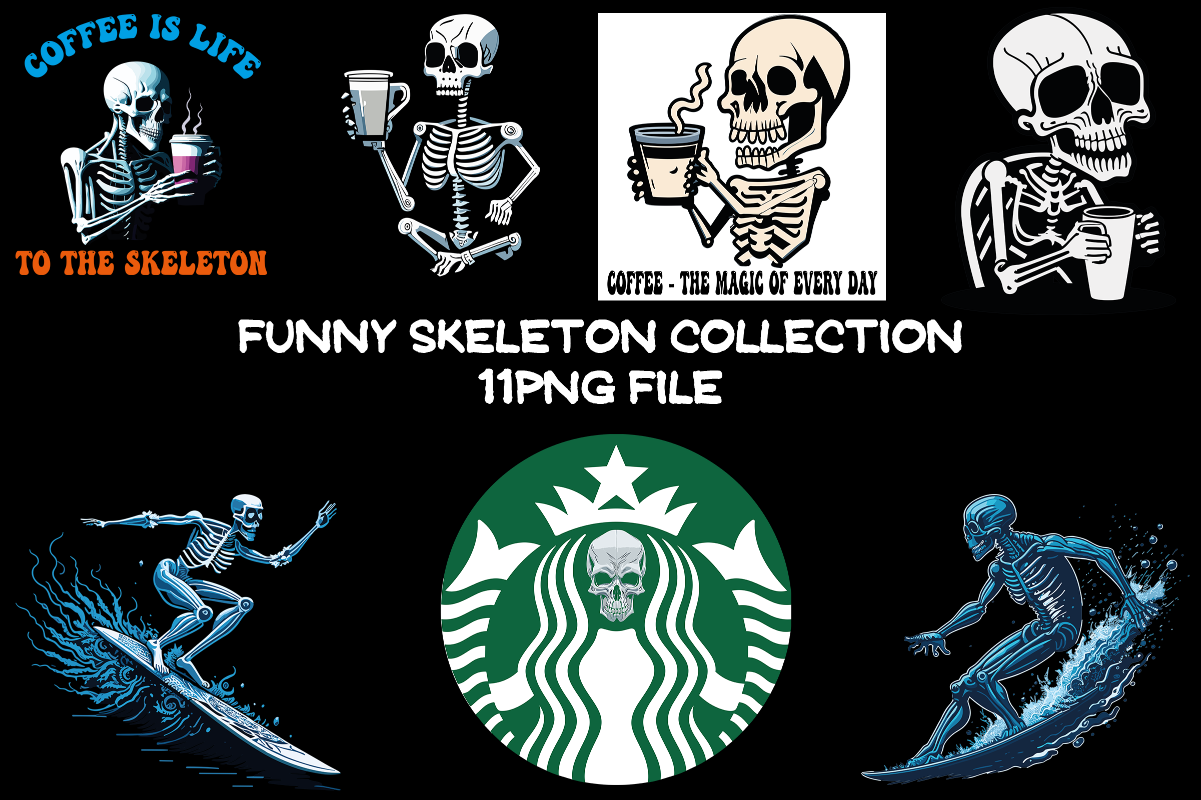 Funny Skeleton Collection Part 2 Digital File PNG Playstatio | Inspire ...